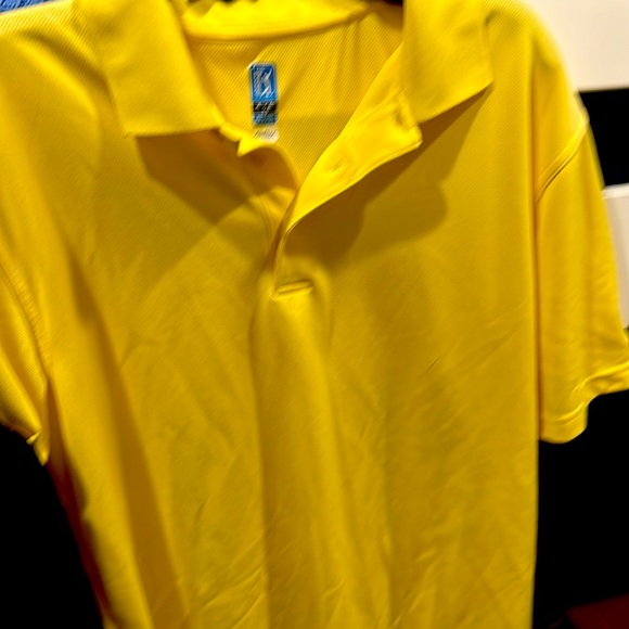 PGA Tour | Shirts | Mens Yellow Golf Shirt 3 Button Front Neck | Poshmark